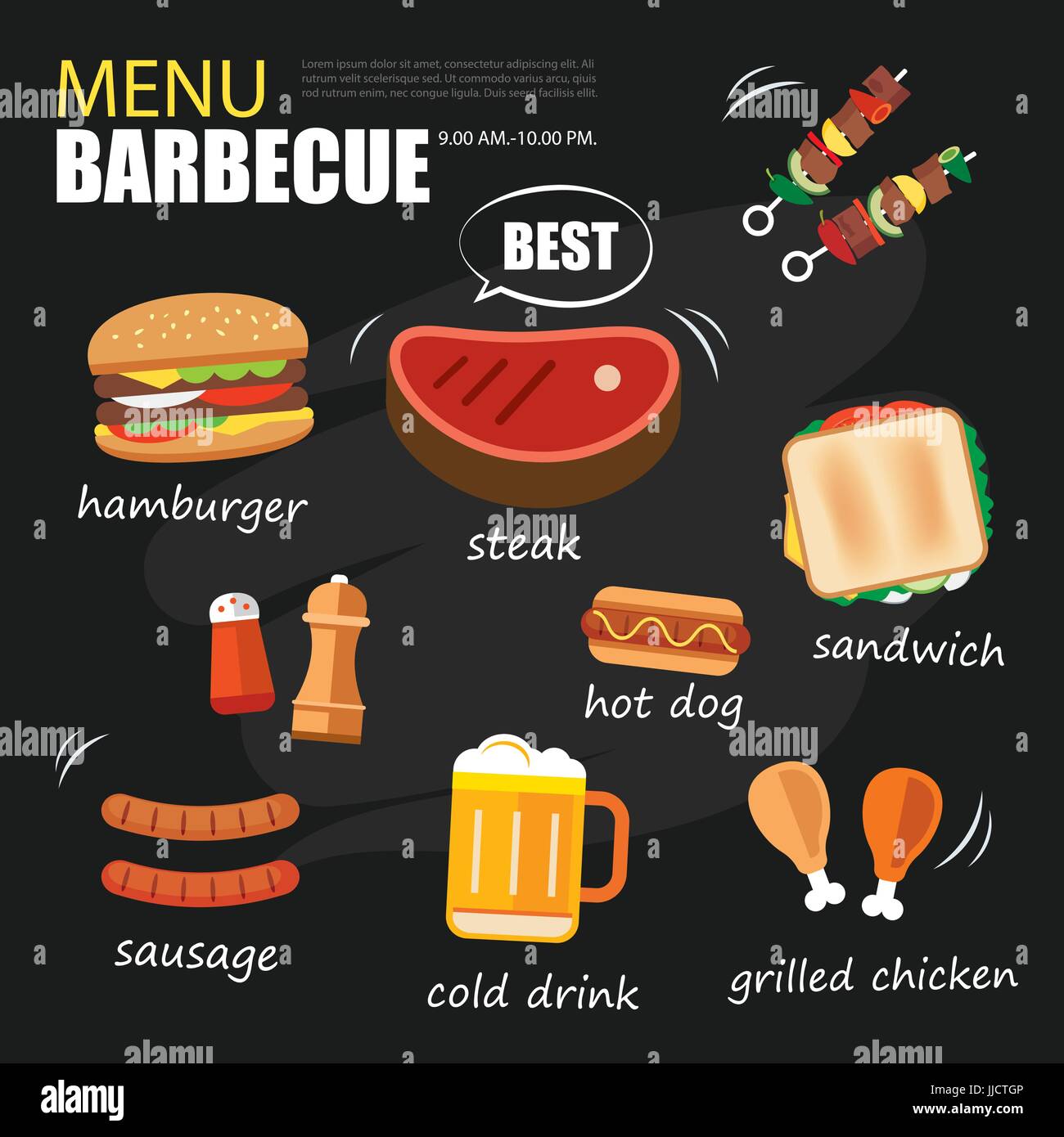 Vintage barbecue party invitation grill menu card Banque de ...