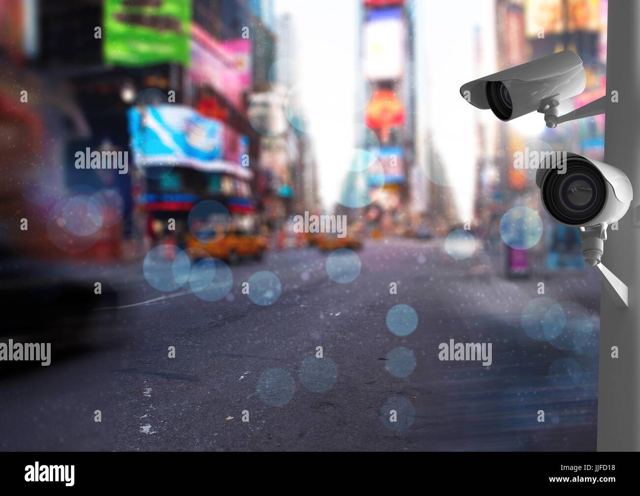 Digital composite de CCTV stick avec 2 caméras contrôlent la rue qui ...