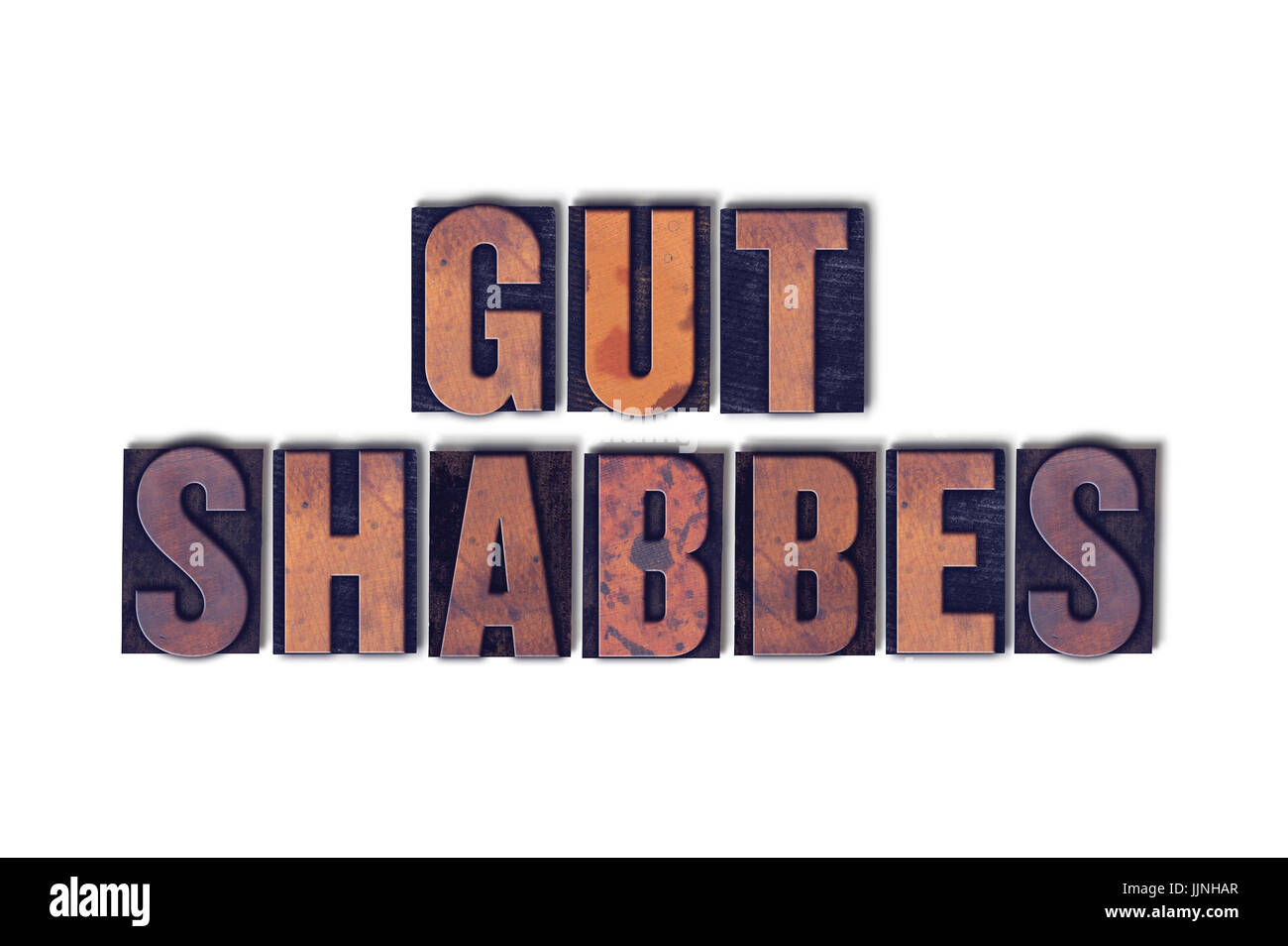 Les mots Gut Shabbes thème et concept écrit en bois vintage typo sur ...