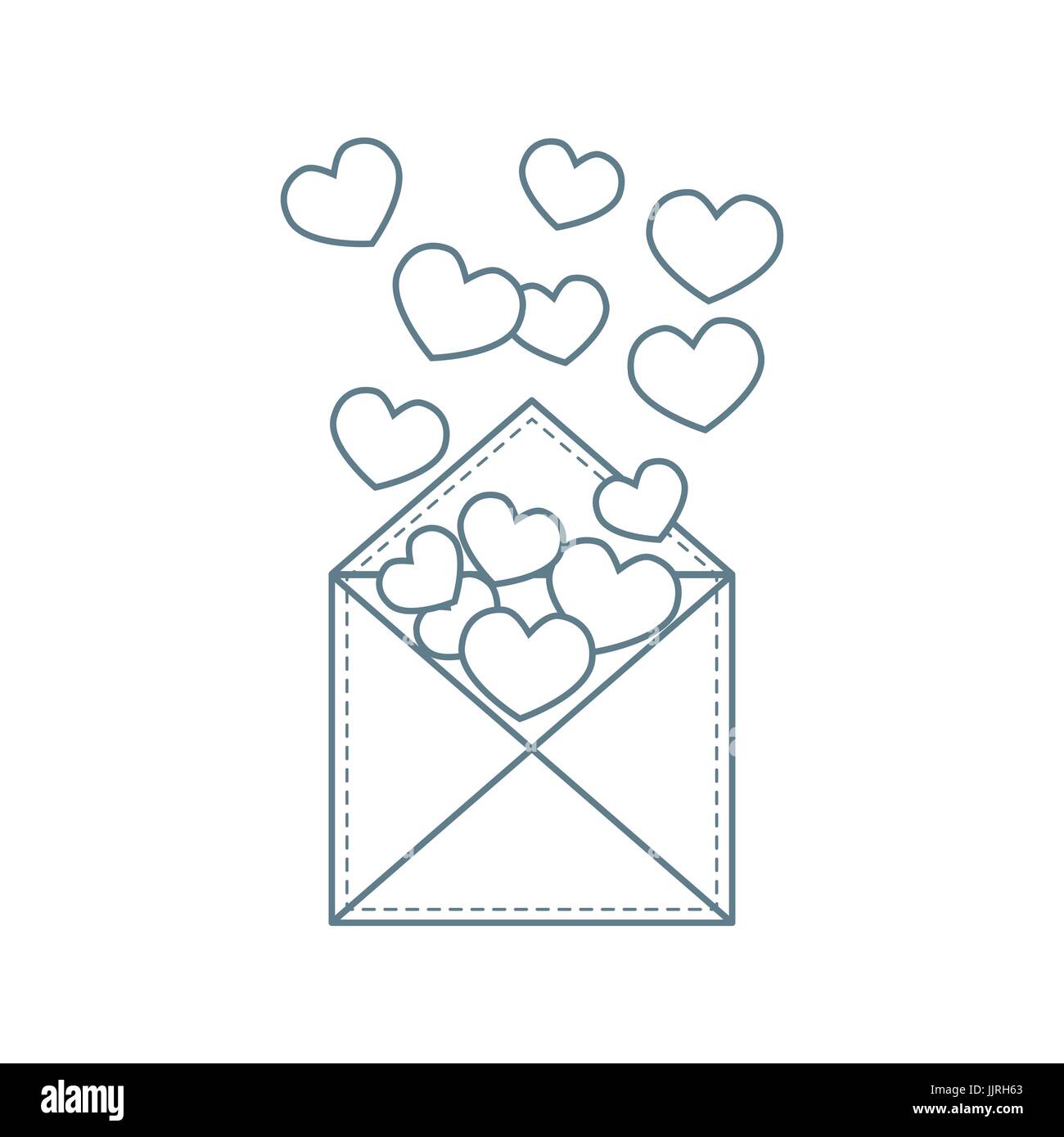 Cute Vector Illustration De Lenveloppe Postale Avec Le Coeur Pour La