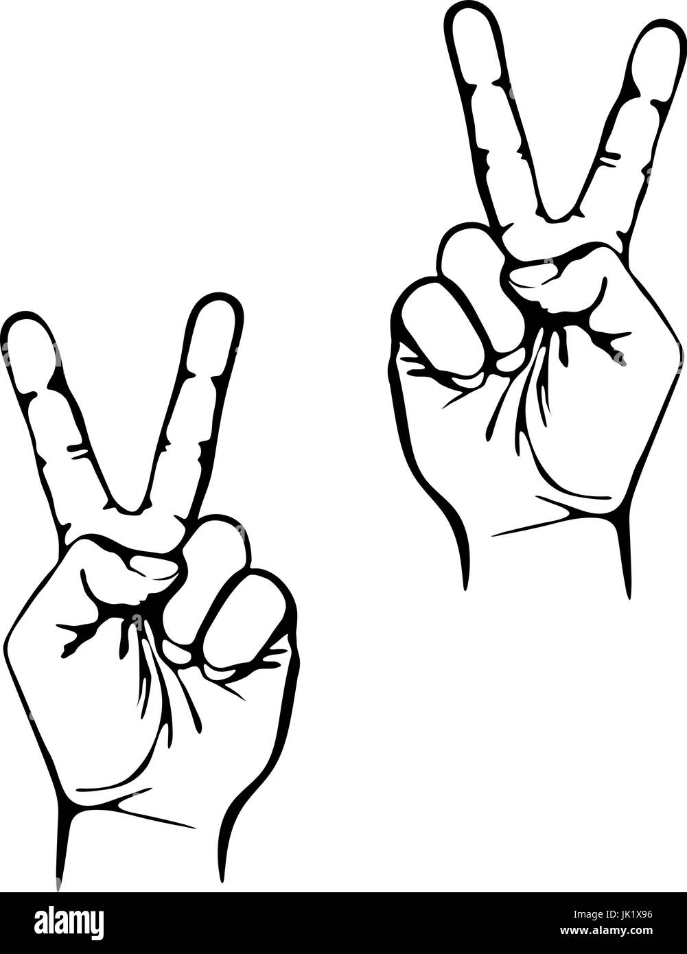 Symbole de victoire ou voter vector hand sign art d'icône Image ...