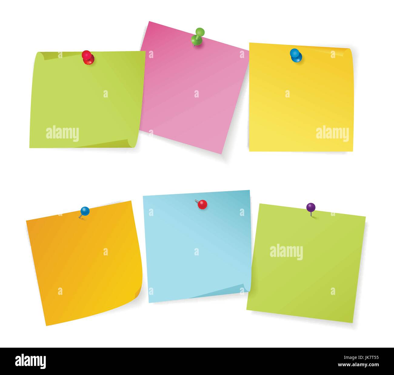 Vector illustration réaliste, ensemble de documents note de couleur ...