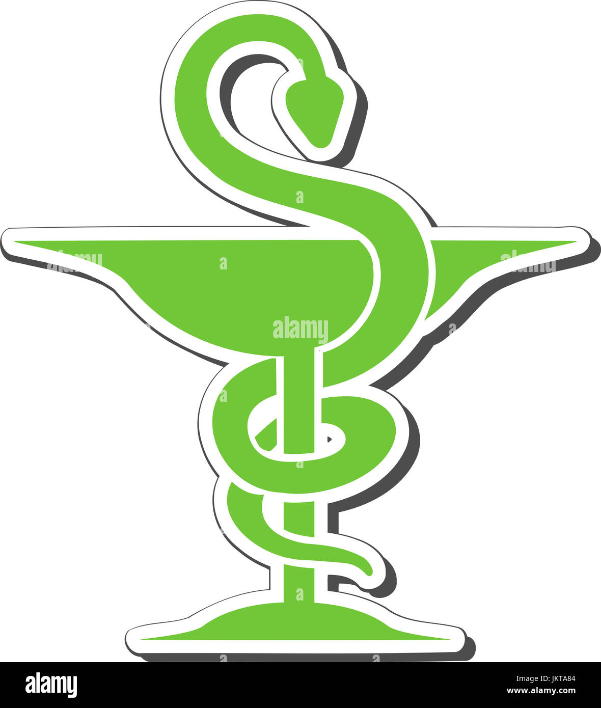 Icône d'un caducée pharmacie vert et blanc pour illustrer les soins ...