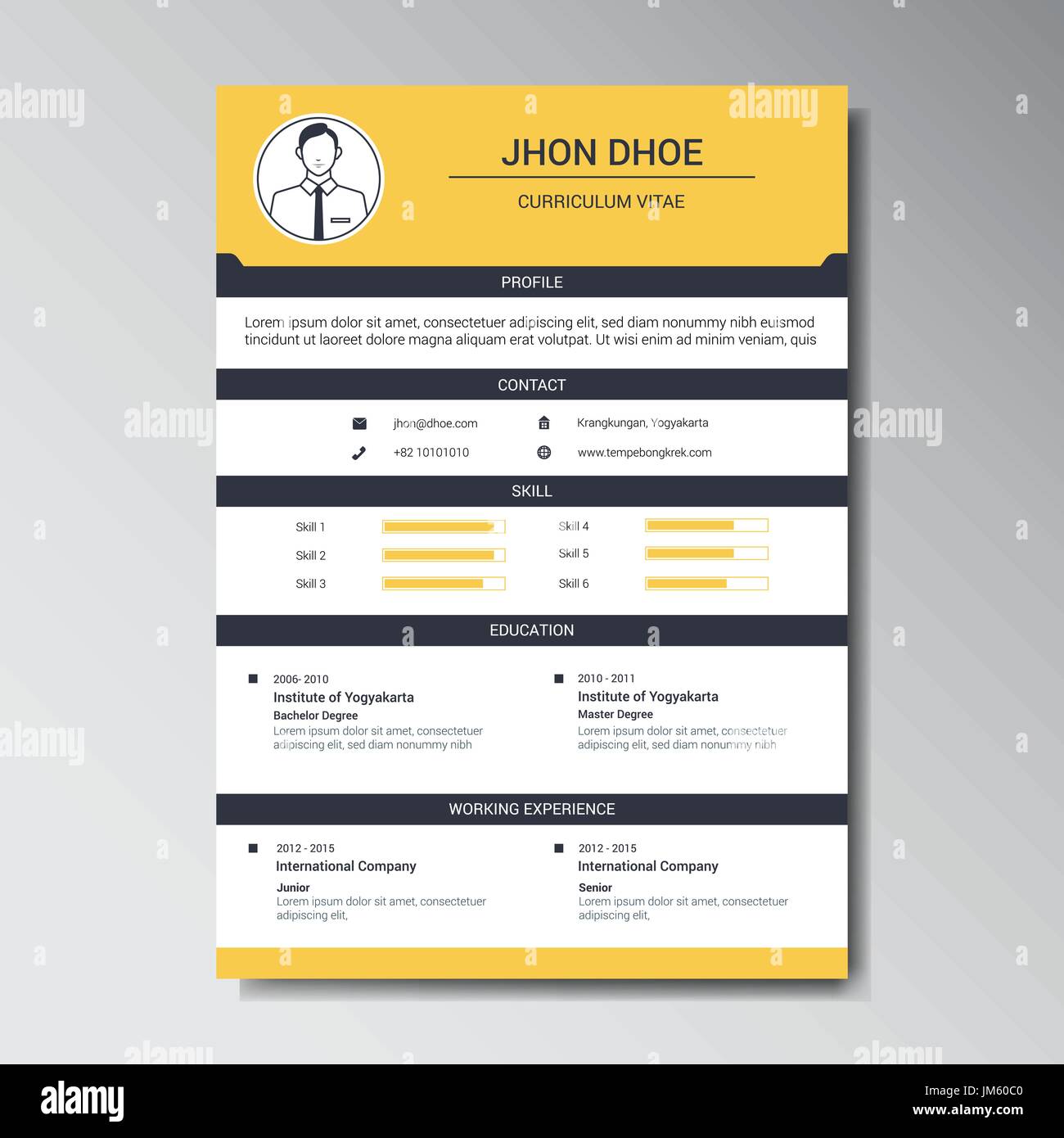 Resume cv curriculum vitae template Banque d'images vectorielles - Page ...