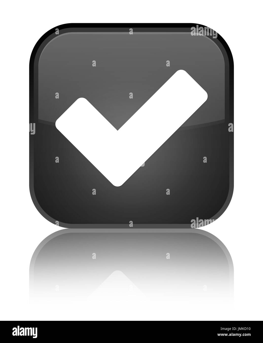 Isolé sur l'icône Valider bouton carré noir spécial reflétée résumé ...