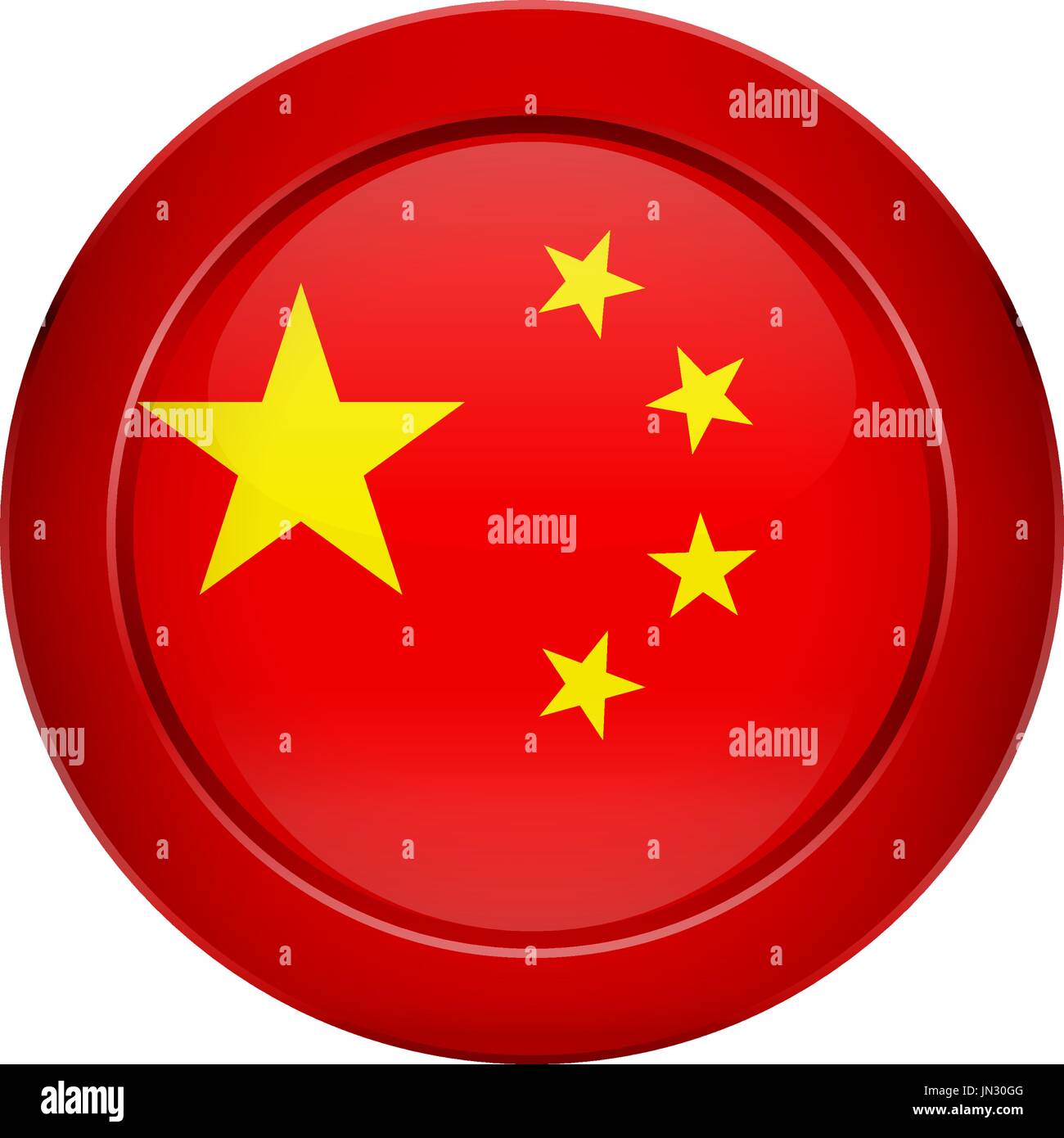 Bouton drapeau design. Drapeau chinois sur le bouton rond. Modèle isolé ...