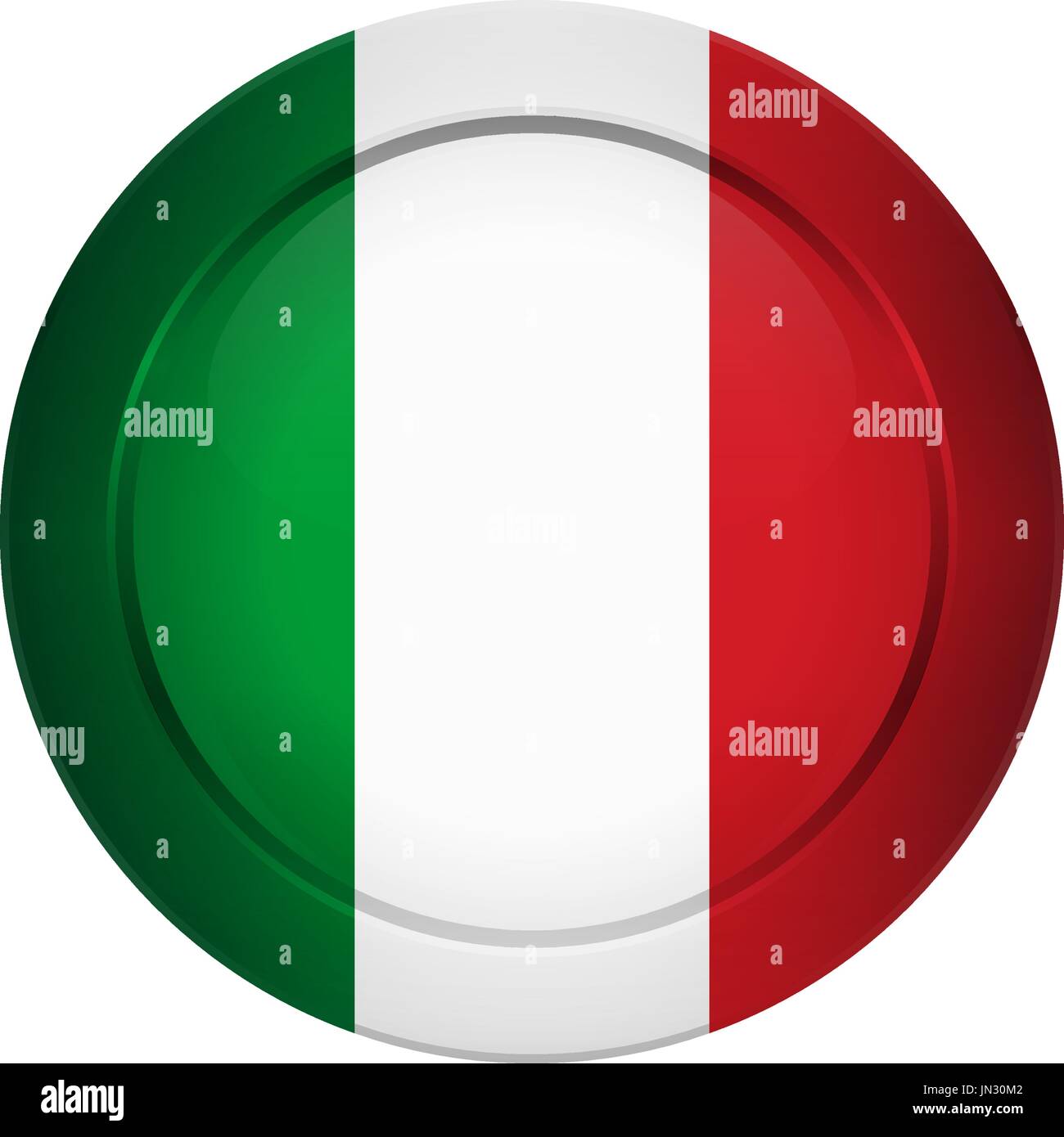Bouton drapeau design. Drapeau italien sur le bouton rond. Modèle isolé ...