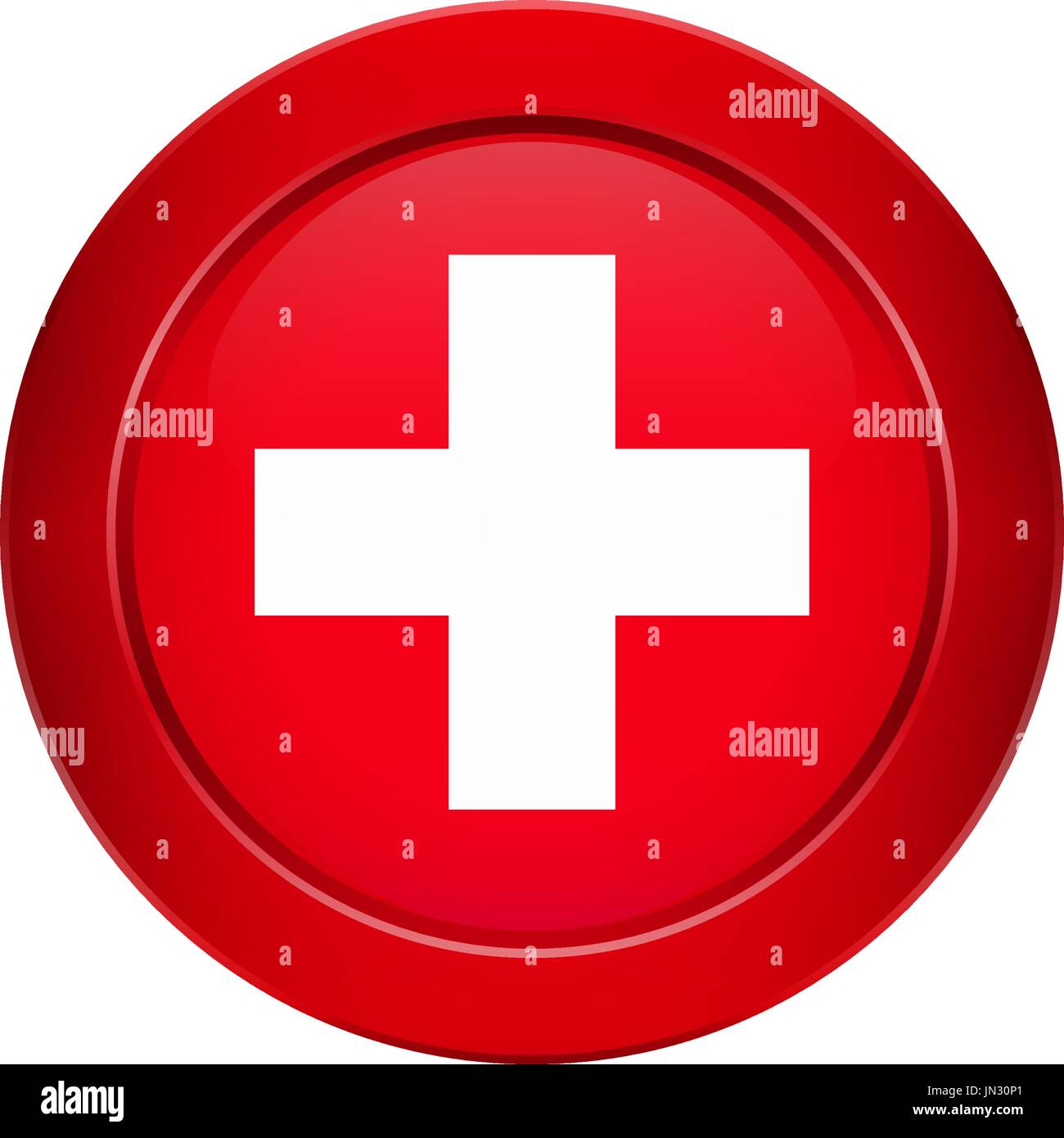 Bouton drapeau design. Drapeau suisse sur le bouton rond. Modèle isolé ...