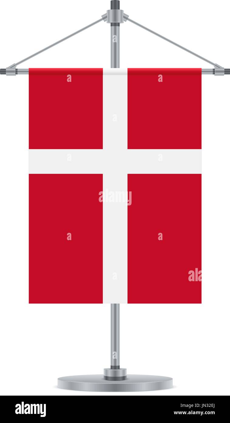 La conception du pavillon. Drapeau danois sur la croix métallique pôle ...