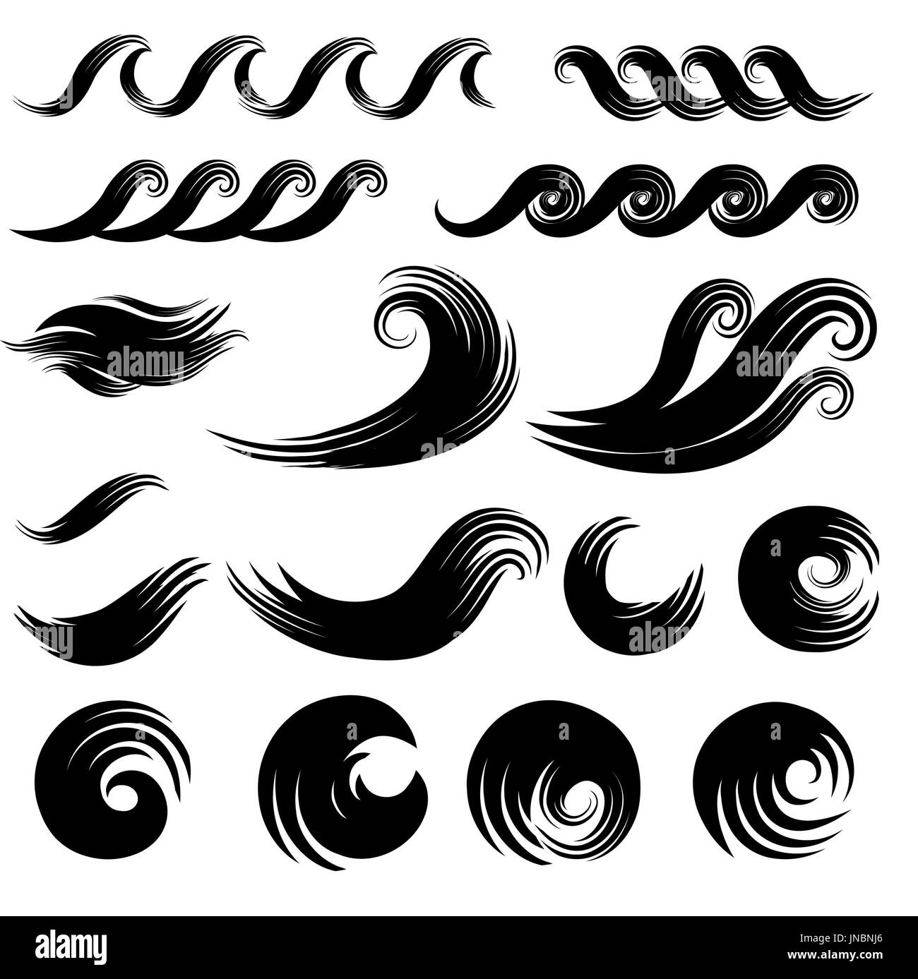 Élément vague design collection swirl. water splash sign silhouette ...