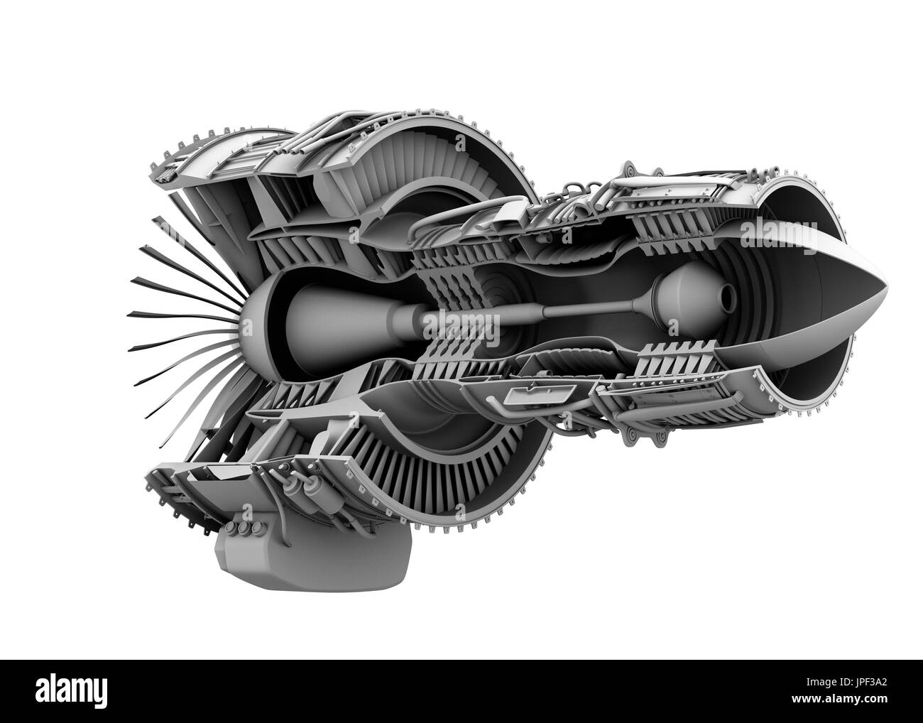 Jet engine cross section Banque d'images noir et blanc - Alamy