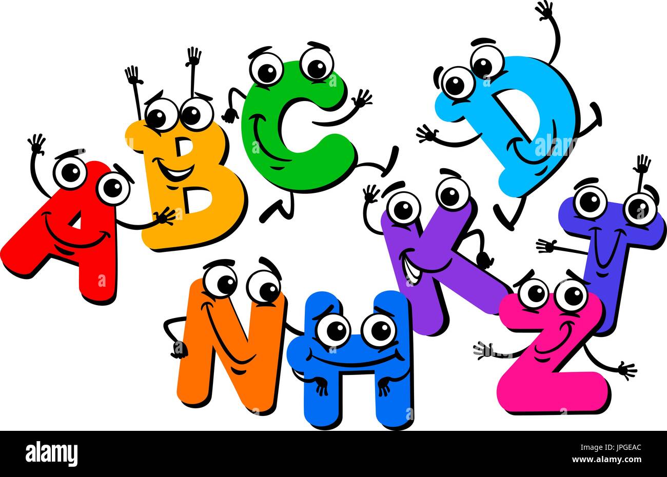 Cartoon Illustration de Funny Lettre alphabet caractères Capital Group ...