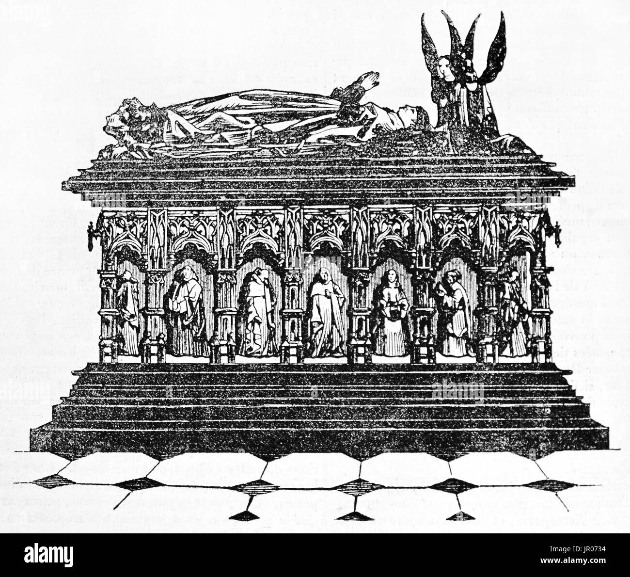 Vieille illustration de Philippe le Hardi tombe dans le Palais des Ducs ...