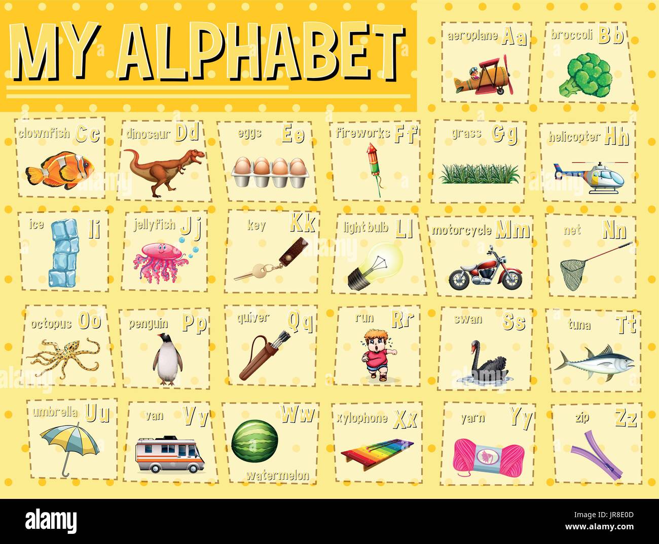 Tableau de l'alphabet avec les lettres et les mots illustration Image ...