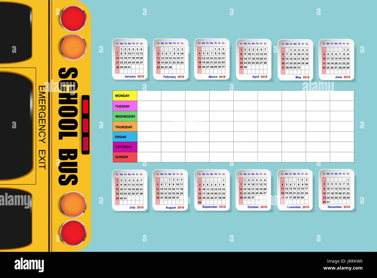 Autobus scolaire orientées verticalement dans le côté gauche du vecteur ...