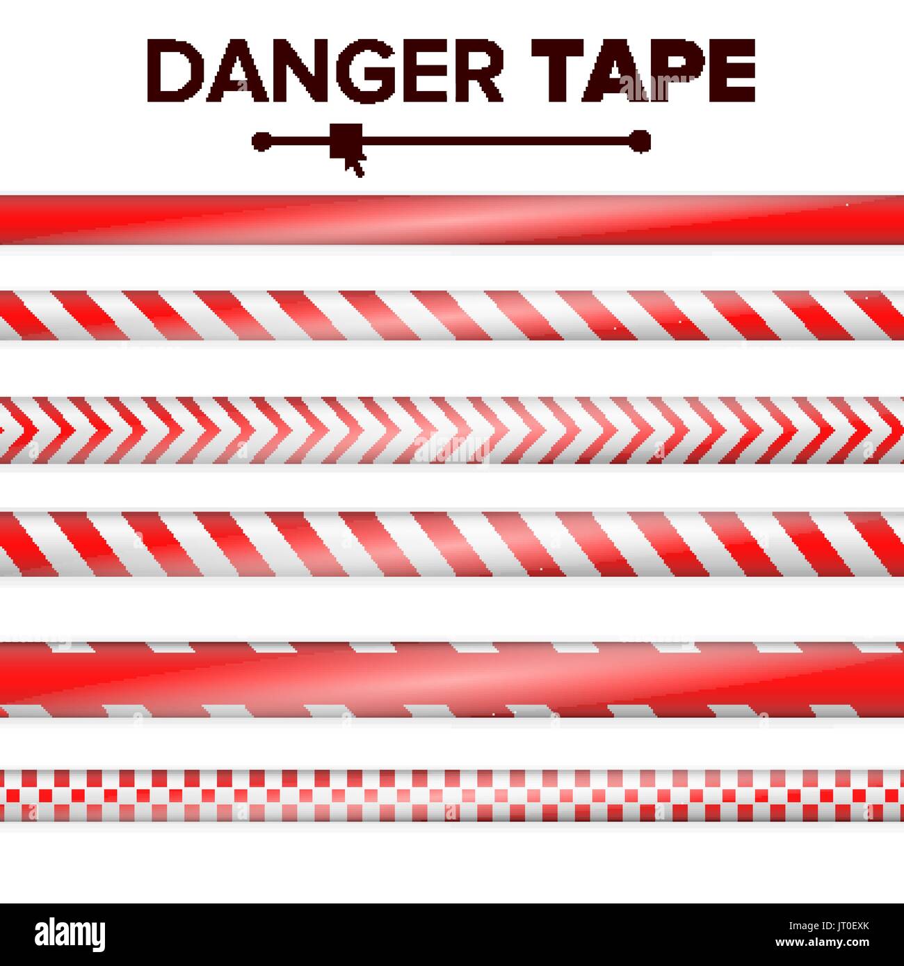 Ruban Danger vecteur. Rouge et Blanc. Des bandes d'avertissement. La ...