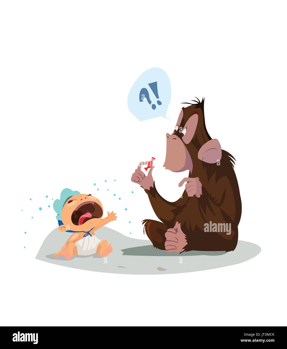 Vector cartoon bande dessinée numérique drôle de singe de couleur ...