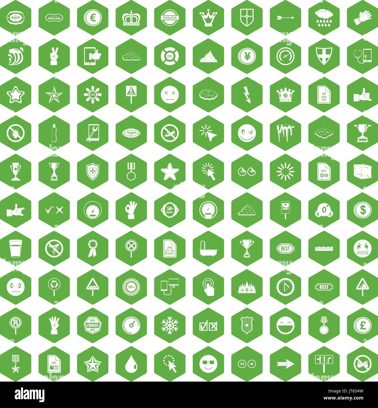 100 icônes symbole vert hexagonal Image Vectorielle Stock - Alamy