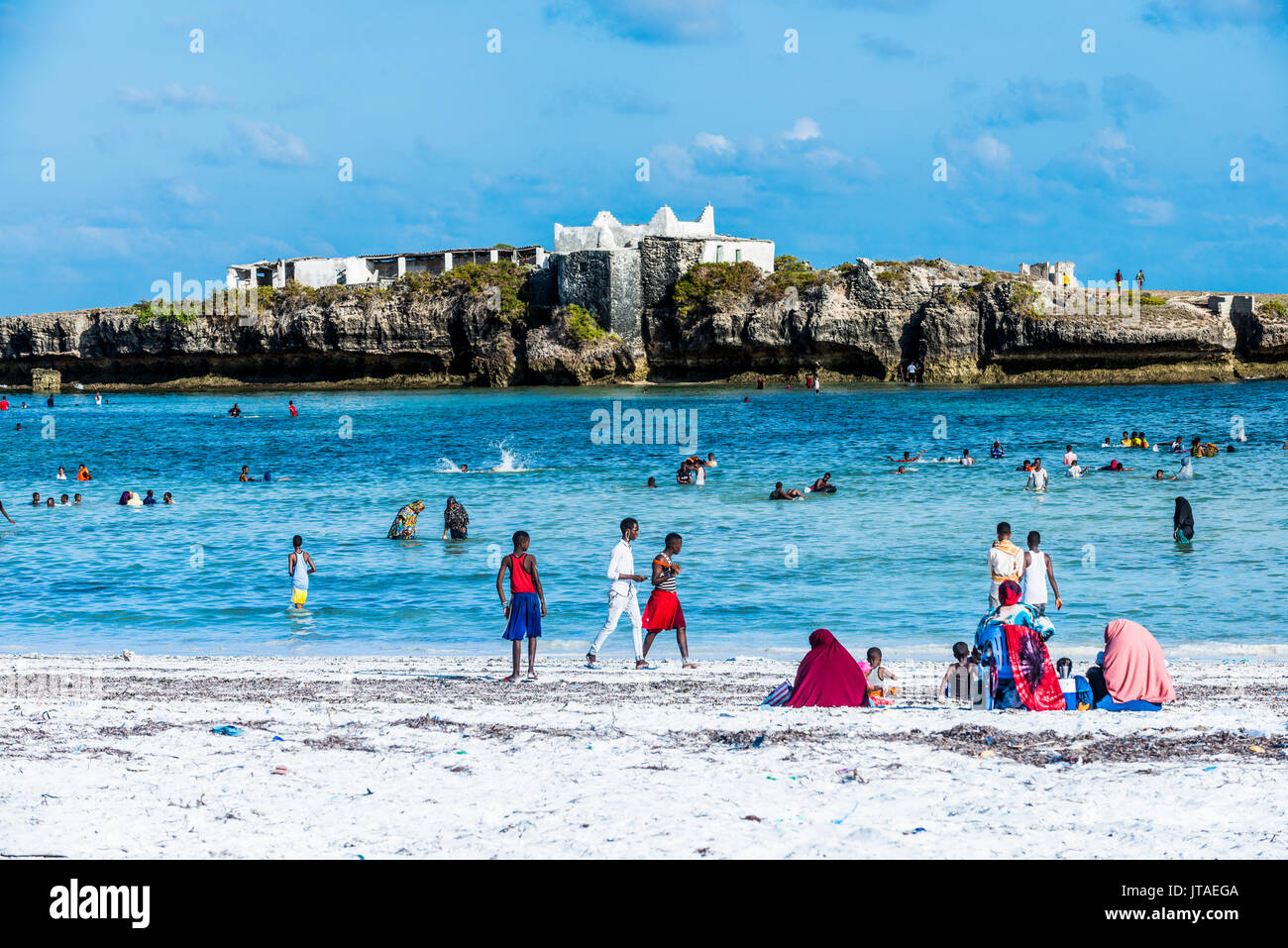Petite île en face de Jazira beach, Somalie, Afrique du Sud Photo Stock ...