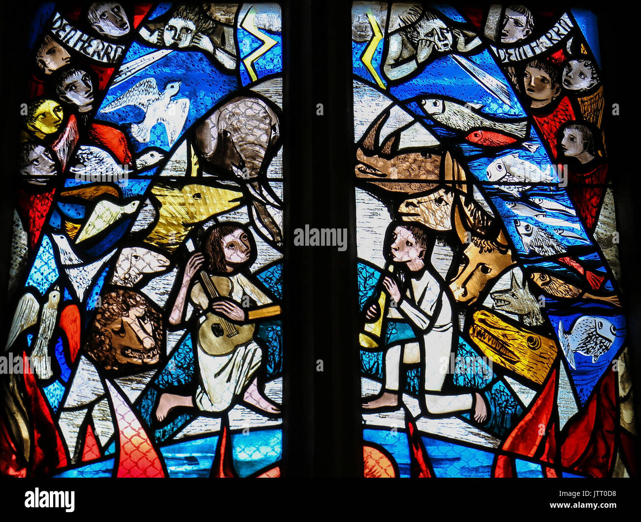 Stained glass window of fish Banque de photographies et d’images à ...