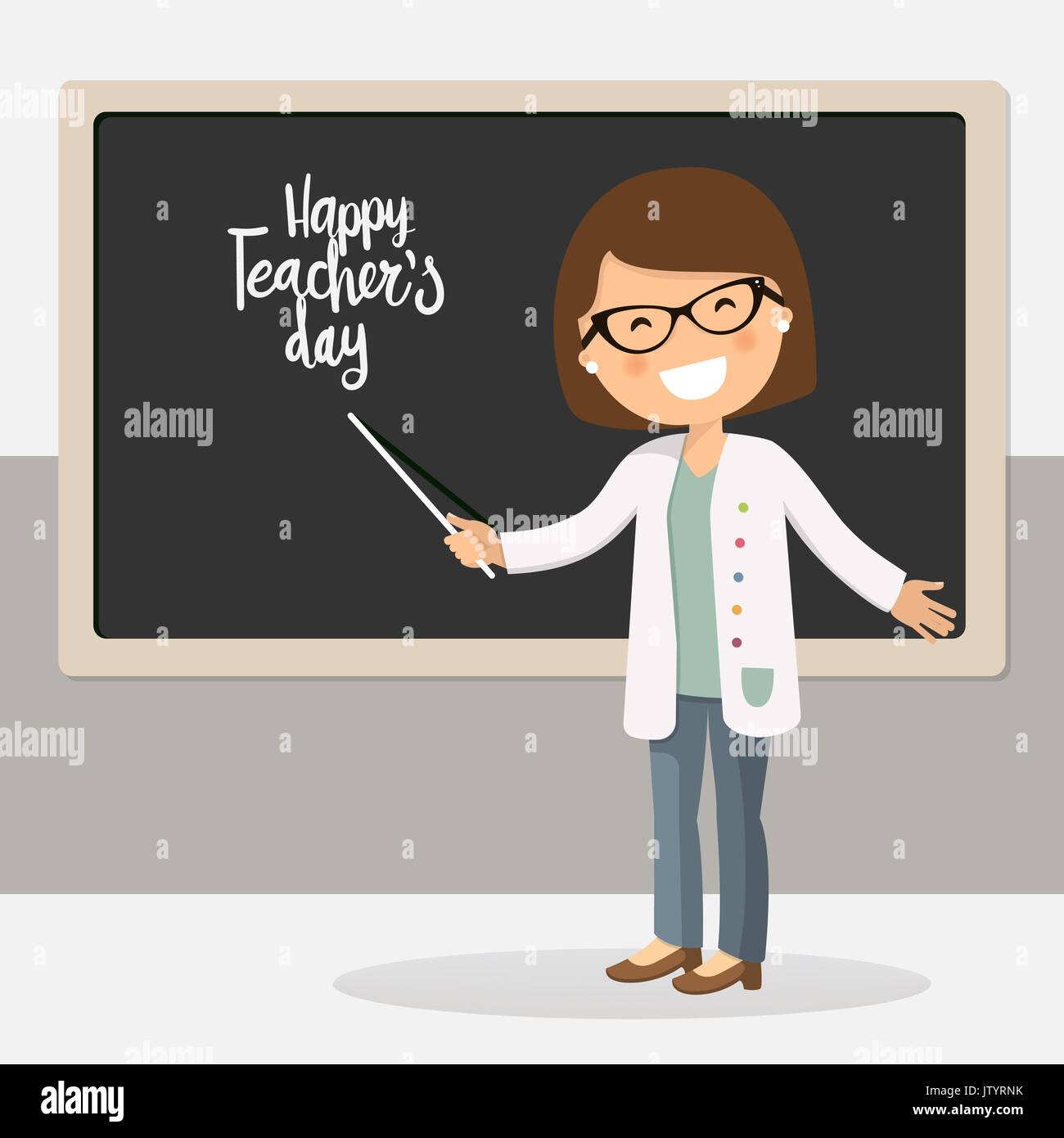 Les enseignants heureux jour vector illustration. Jeune enseignante ...