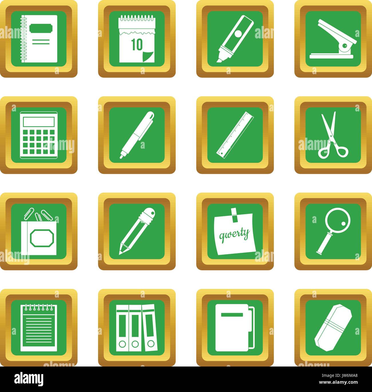 Symboles de papeterie icons set green Image Vectorielle Stock - Alamy