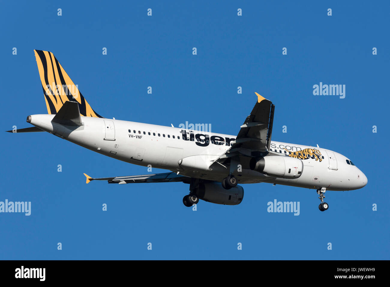 La compagnie aérienne low cost Tiger Airways Airbus A320-232 VH-VNF en ...