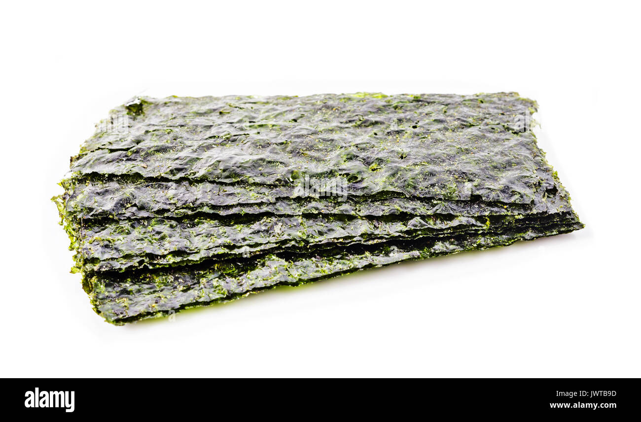 Algues comestibles nori sur fond noir Banque de photographies et d ...