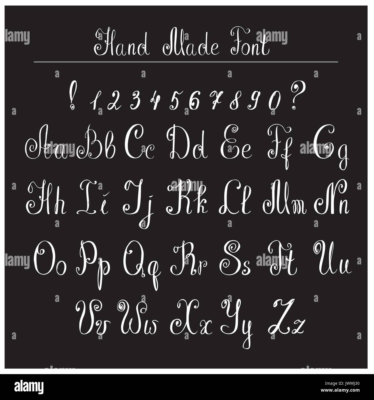 Les Alphabets de l'écriture manuscrite sur noir. Vector Hand Drawn ...