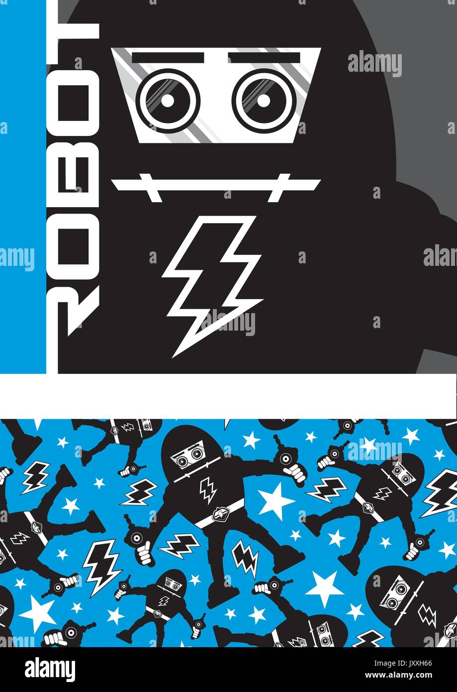 La science-fiction rétro dessin animé Robot Mecha géant en Silhouette ...