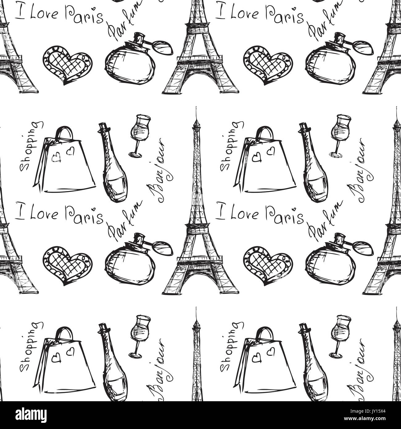 Motif de fond transparent avec des symboles de Paris et France ...