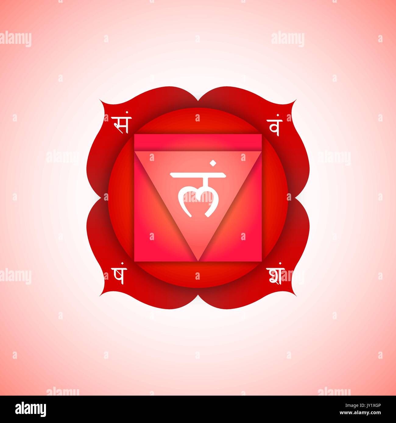 Premier vecteur Muladhara Chakra racine avec l'hindouisme sanskrit ...