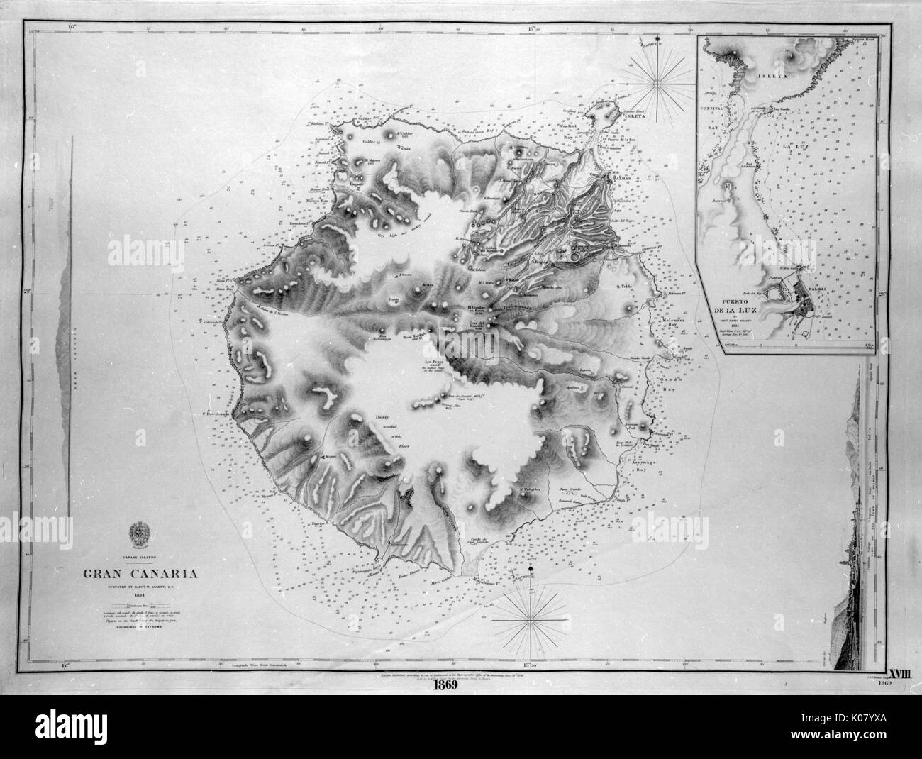 Canaria map Banque d'images noir et blanc - Alamy