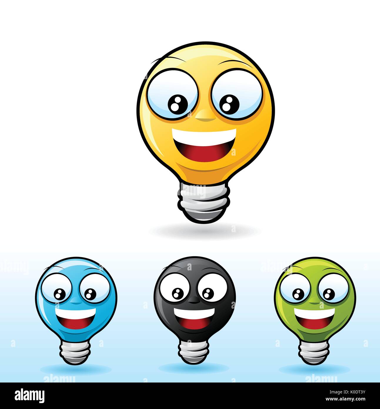 Light bulb cartoon smiley Banque d'images vectorielles - Alamy