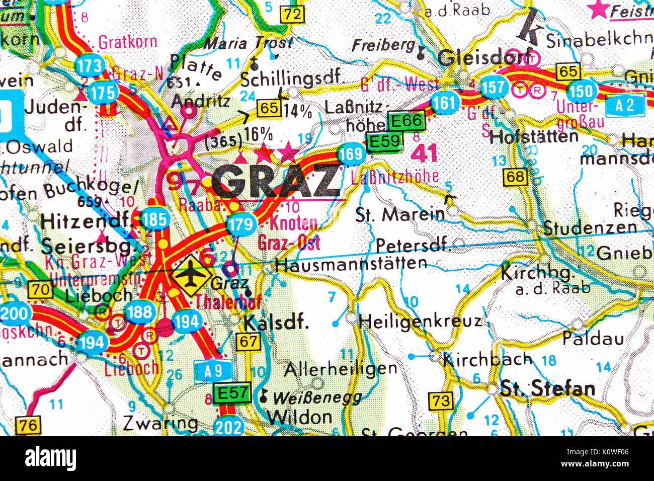 Carte de Graz City map carte routière Photo Stock - Alamy