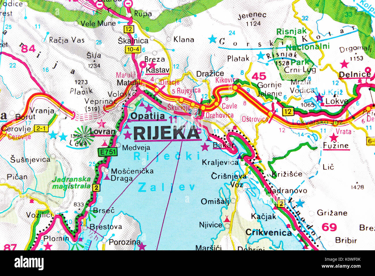Carte plan de la ville de Rijeka, feuille de route Photo Stock - Alamy
