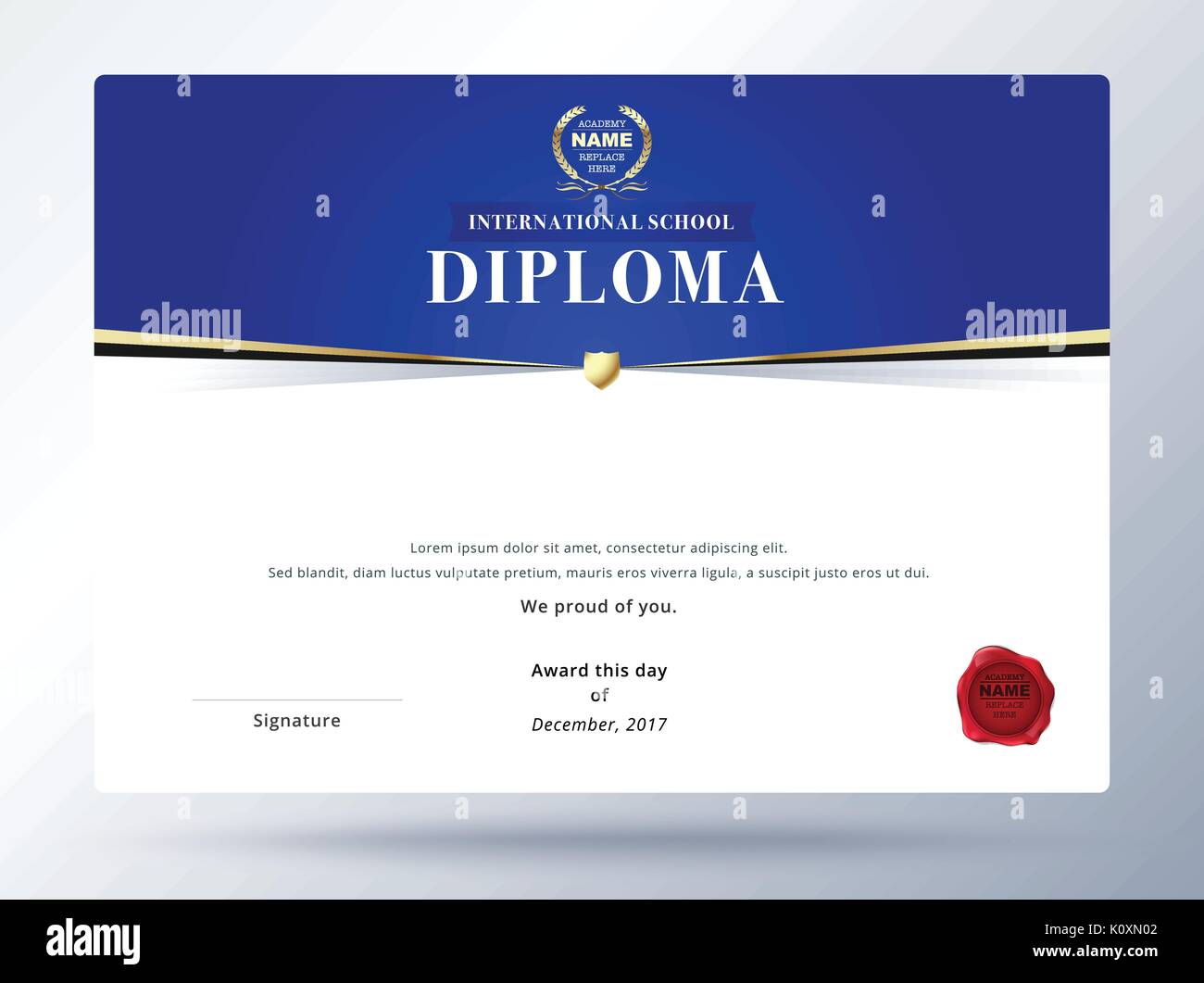 Diploma template Banque d'images vectorielles - Alamy