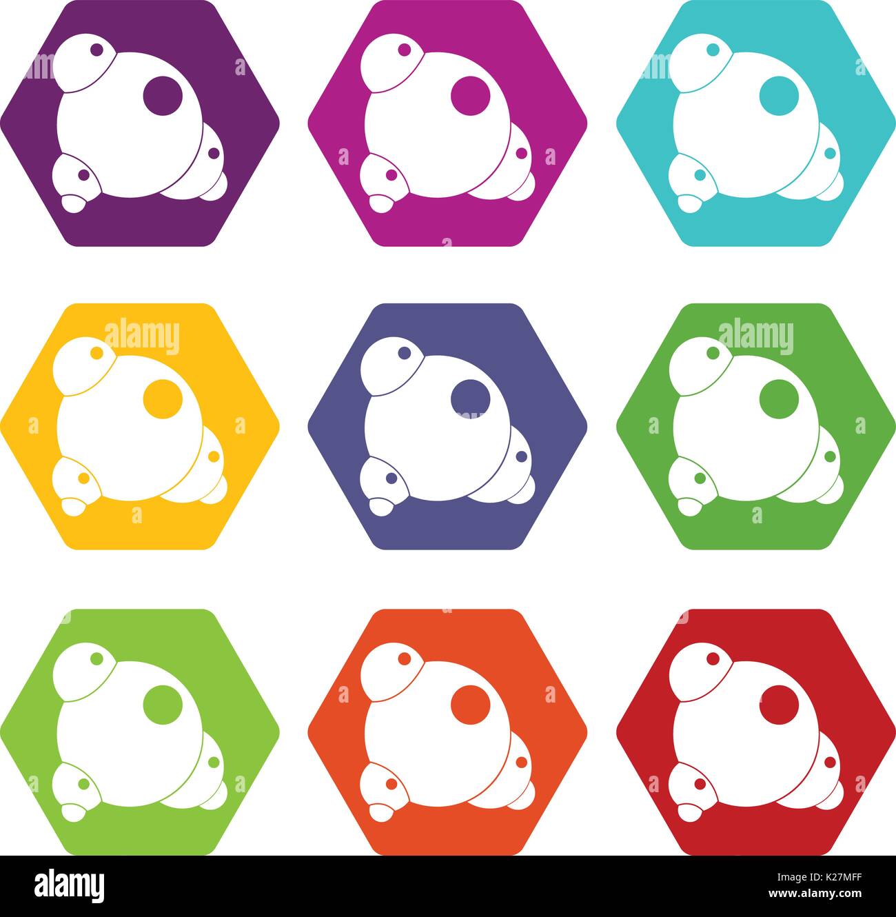 Les molécules chimiques et physiques de l'hexaèdre couleur icon set ...