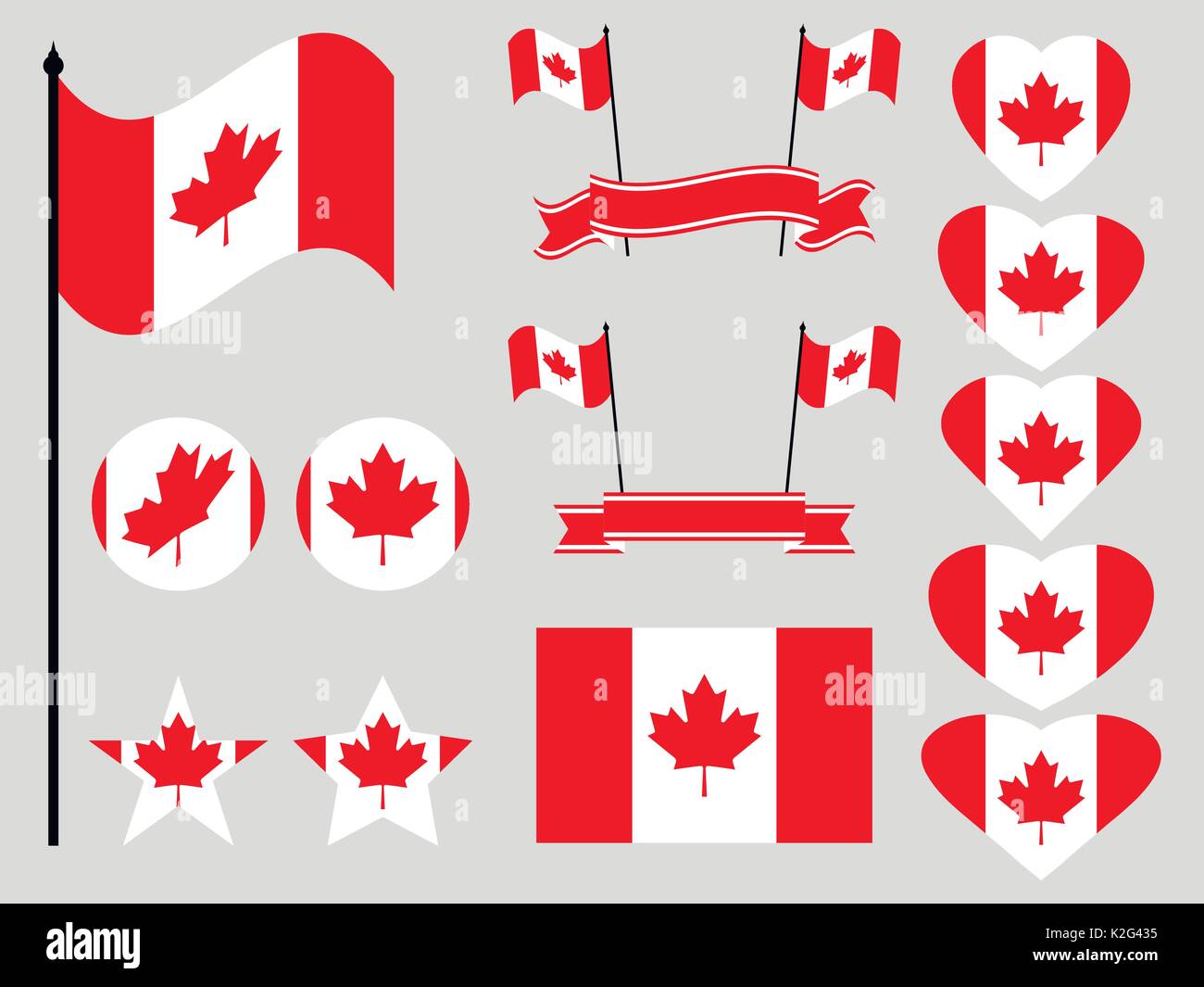 Drapeau du Canada. Ensemble de symboles, d'un drapeau dans le cœur ...