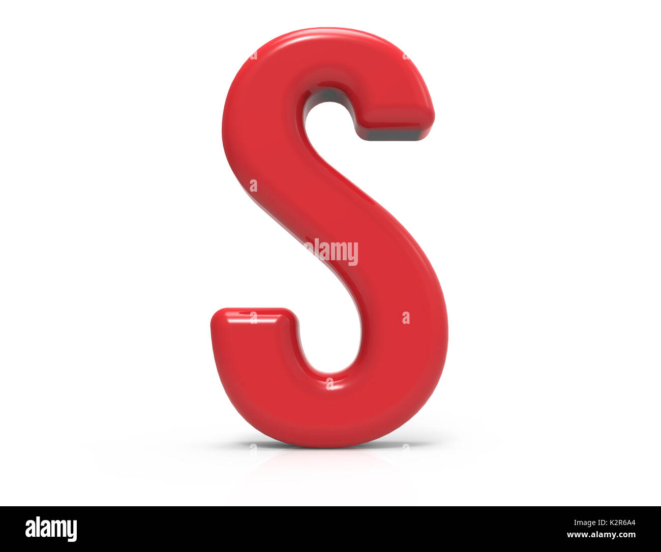 Lettre S rouge, rendu 3D symbole texture plastique isolé sur fond blanc ...