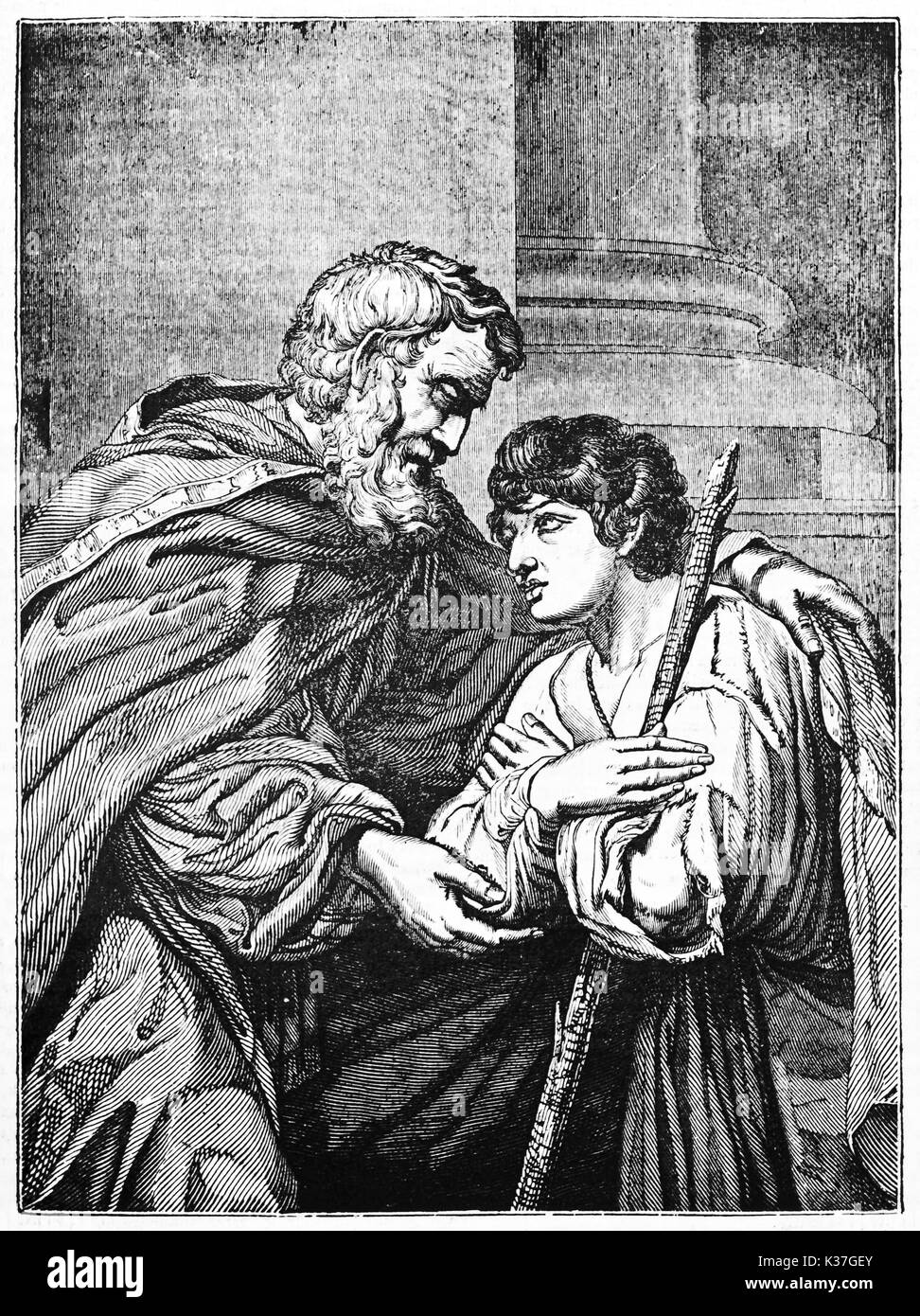 Le fils prodigue photo. Père et fils. Vieille Illustration par Lionello ...
