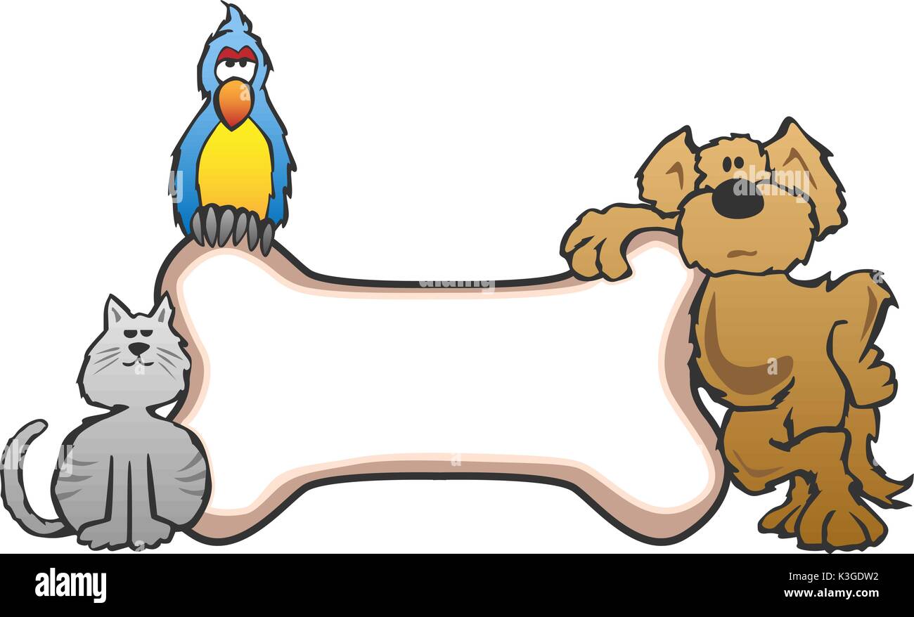 Chien, Oiseau et chat avec de l'os animal logo sign Image Vectorielle ...