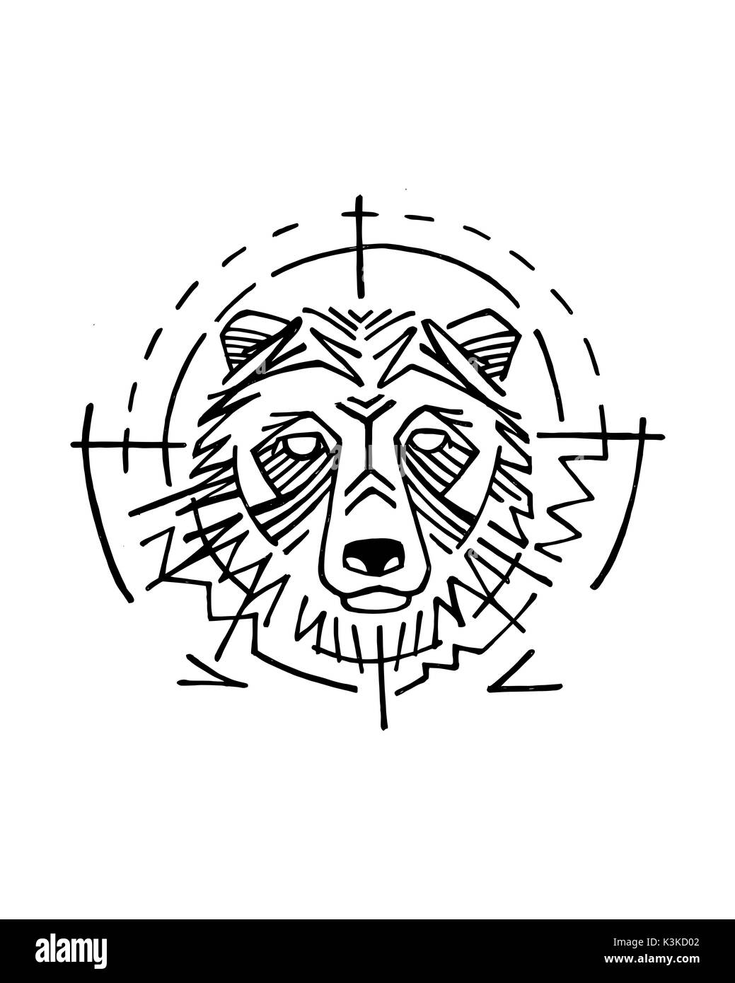 Hand drawn vector illustration ou dessin d'un ours, symbole général ...