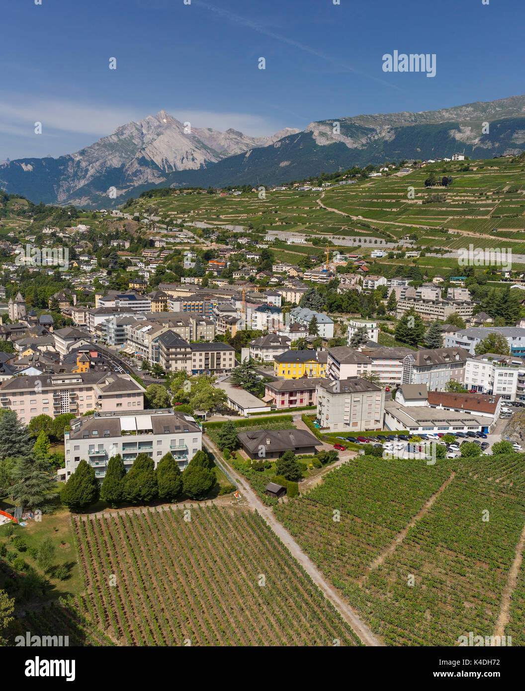 Aerial view sion city valais Banque de photographies et d’images à ...