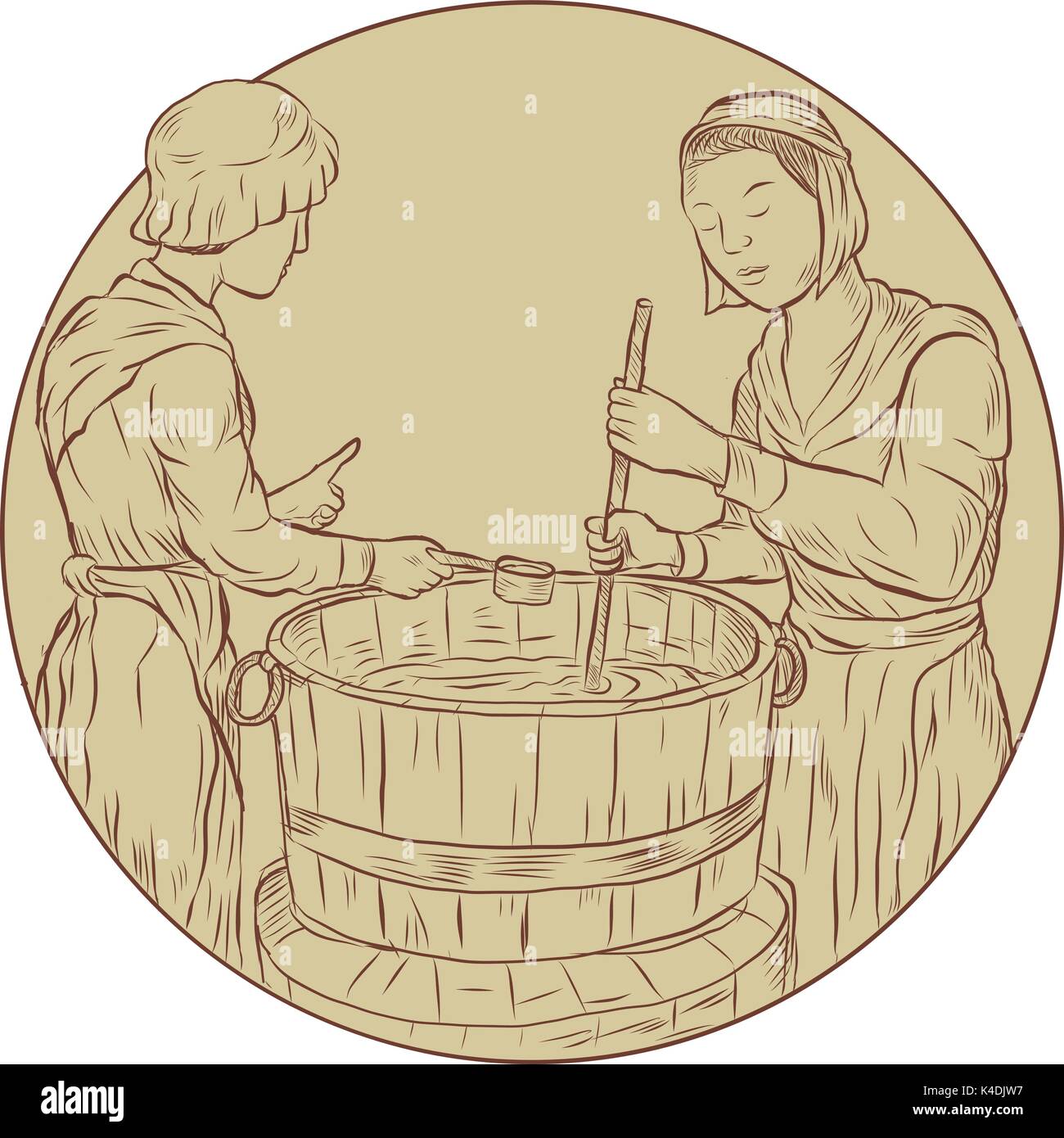 Illustration de deux gaspareau médiévale brasser la bière ale en tva ...