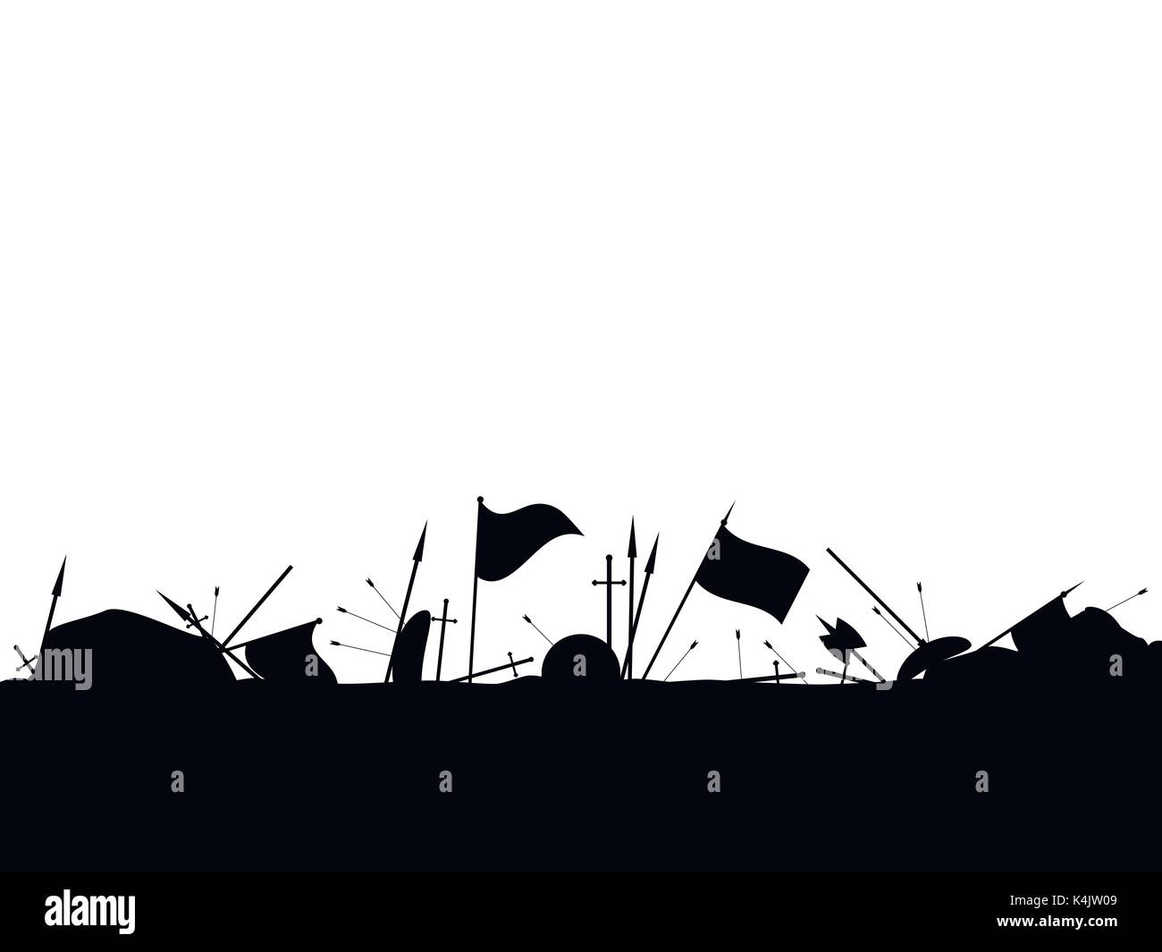 Champ de bataille médiéval. Après la bataille. Vector illustration ...
