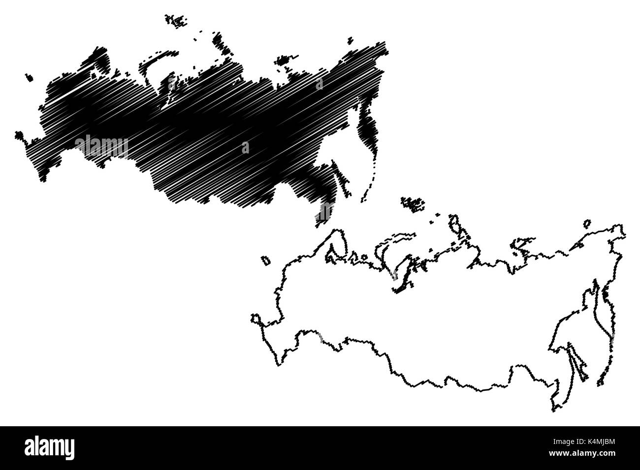 Carte russie contour noir Banque d'images noir et blanc - Alamy