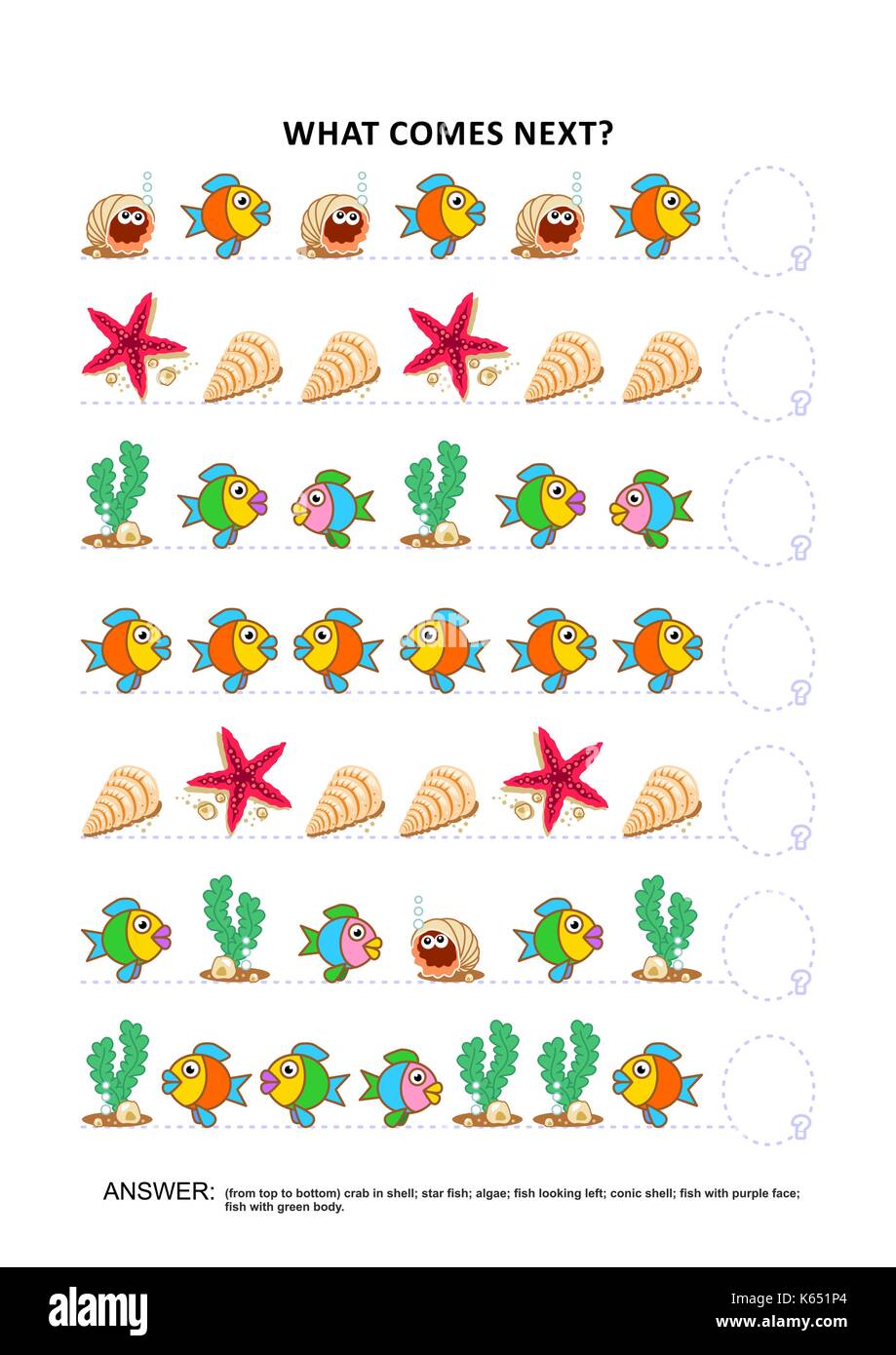 Le thème sous-marin jeu de logique de l'éducation schéma séquentiel de ...