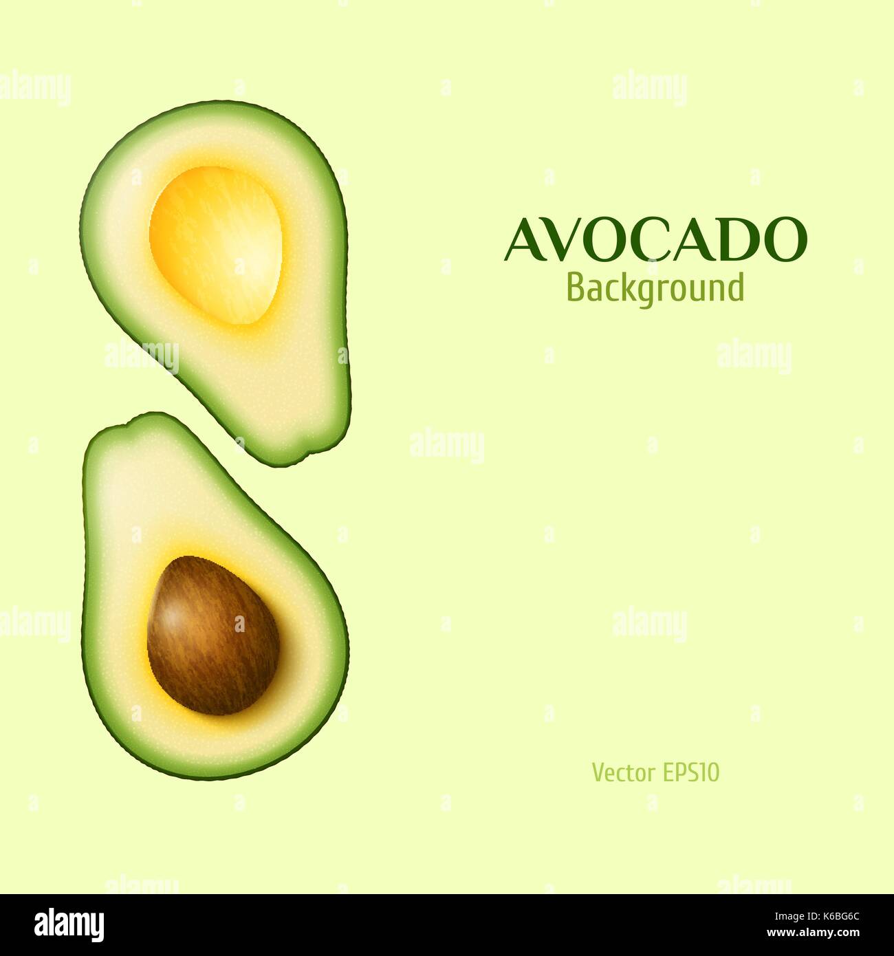Deux tranches de réaliste vecteur avocat mûr. une tranche avec la ...