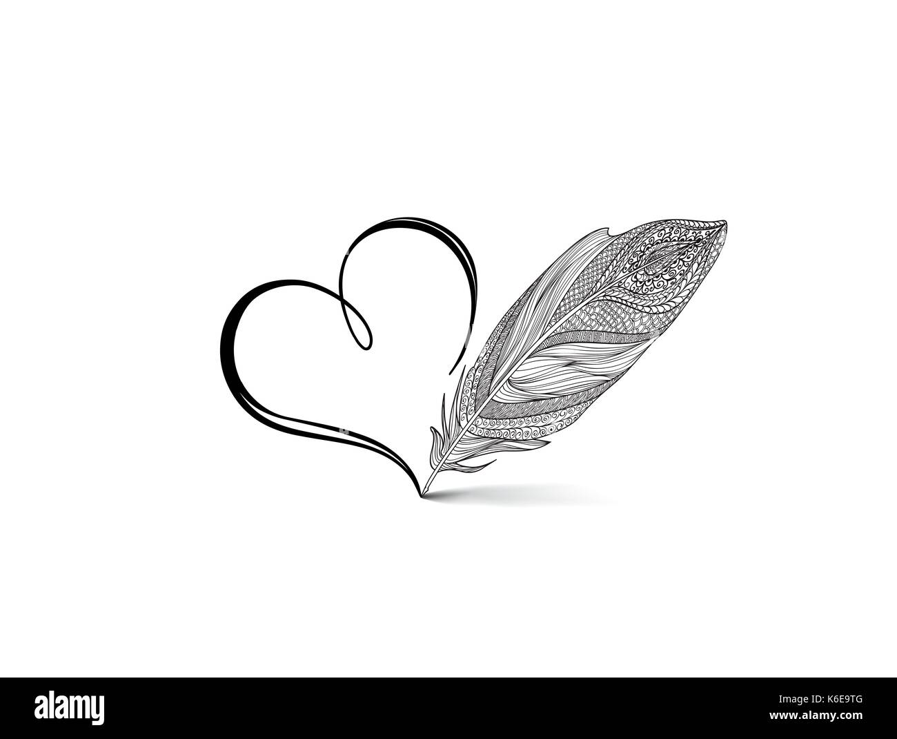 Coeur d'amour signe calligraphique hand drawn écrit par retro stylo ...